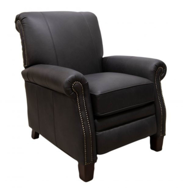 LEATHER ROLLED ARM PRESSBACK RECLINING CHAIR | Adcock Furniture & Design