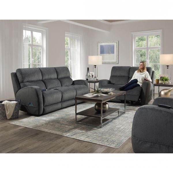 CHARCOAL TRIPLE POWER SOFA | Adcock Furniture & Design